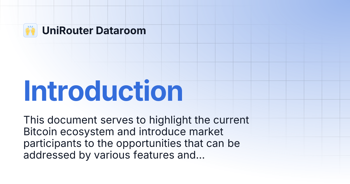 Introduction | UniRouter Dataroom